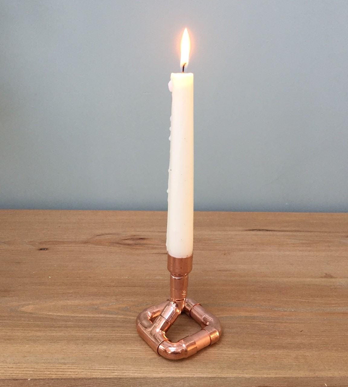 Copper pipe candelabra / candlestick holder | Etsy
