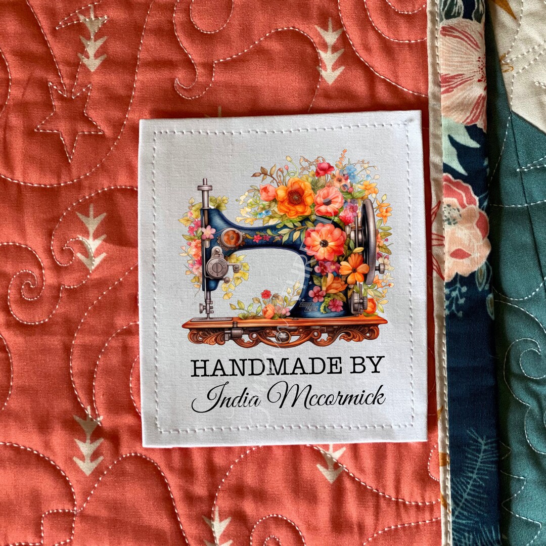 Floral Sewing Machine - Personalized Quilt Labels on Cotton or ...