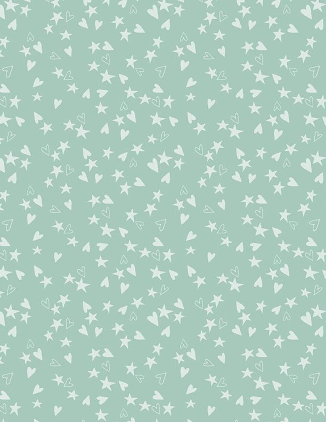 Safari Lullaby Heart and Stars Green Quilt Fabric by Wilmington Prints ...