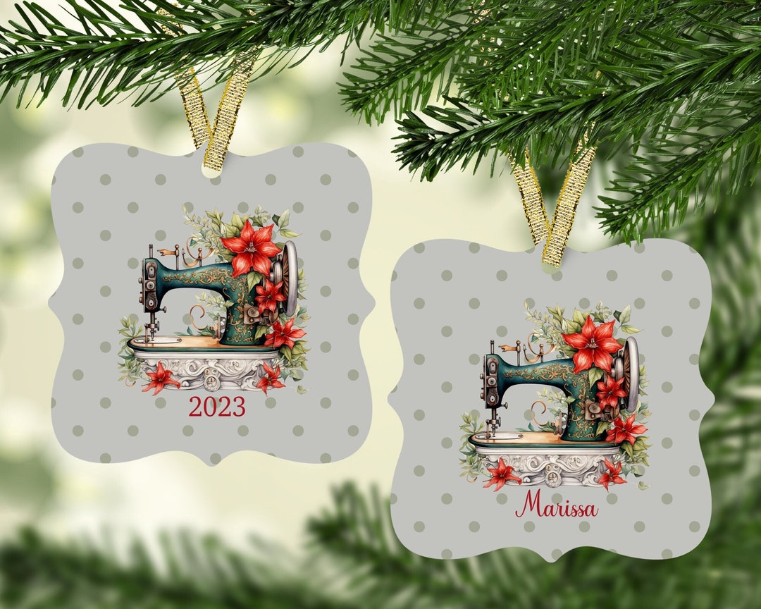 Floral Sewing Machine Christmas Ornament. Personalized Christmas ...