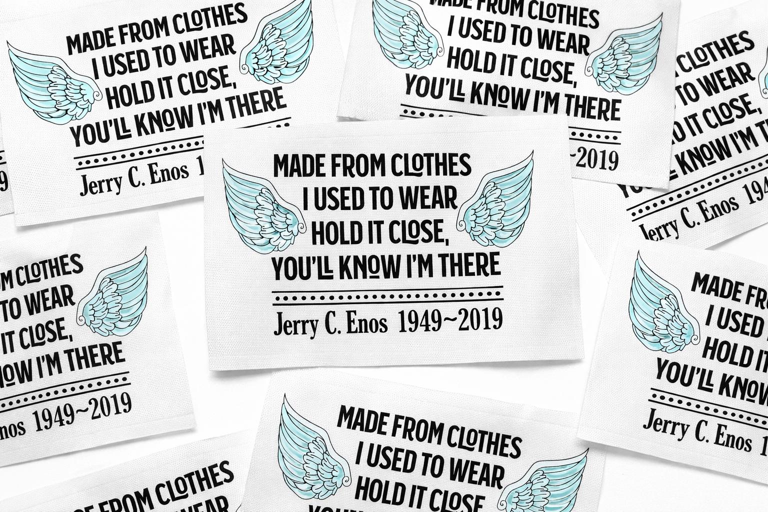 Personalized Memory Quilt Label With Angel Wings – “made From Clothes I ...