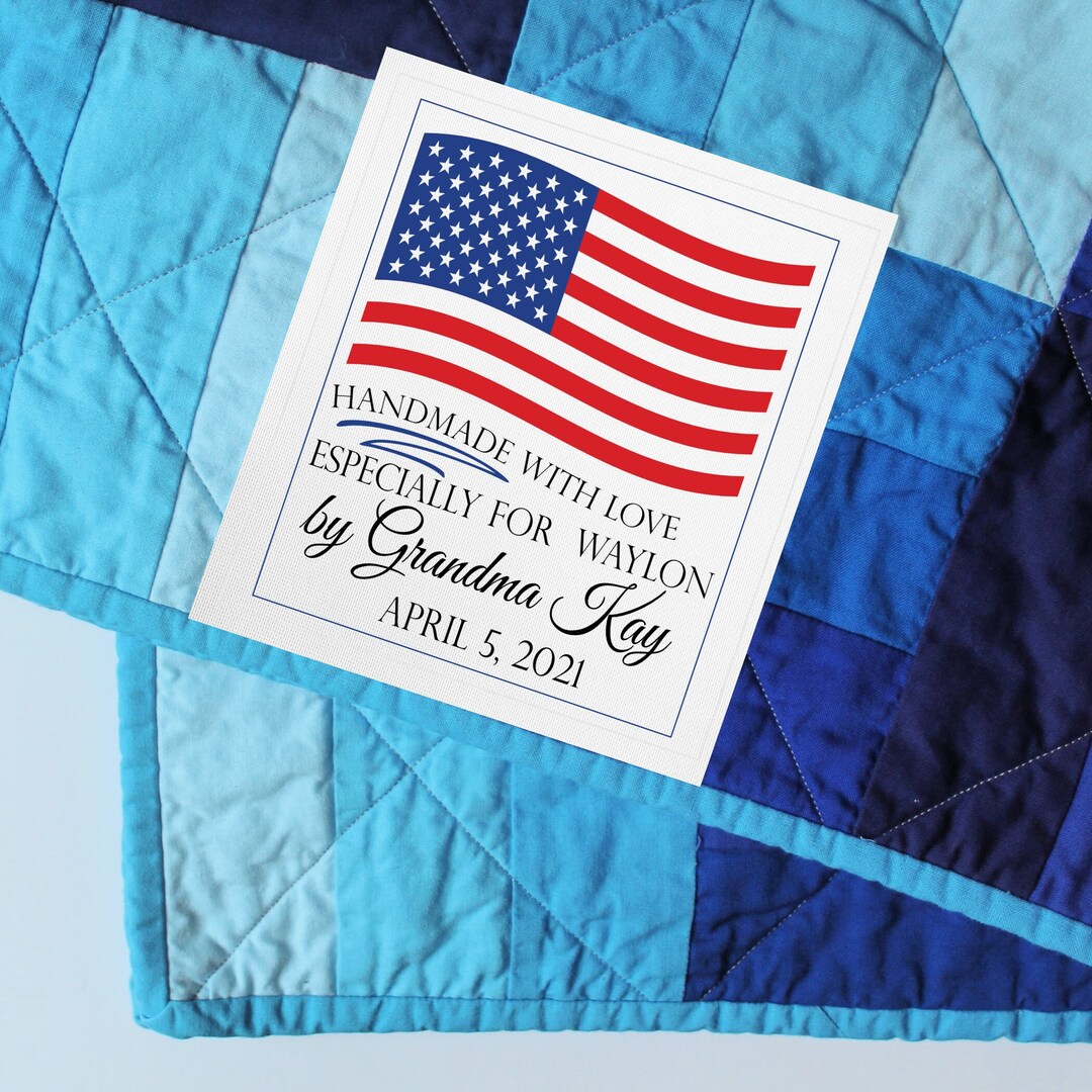 American Flag Quilt Label in Cotton or Polyester. This is a Single ...