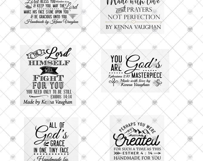 Assorted Inspirational Quilt Labels – Set of 6 • Bible Verses ...