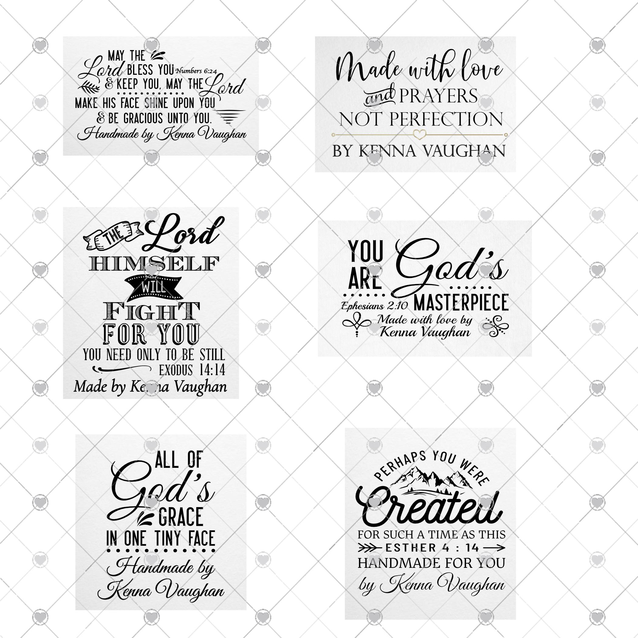 Assorted Inspirational Quilt Labels – Set of 6 • Bible Verses ...