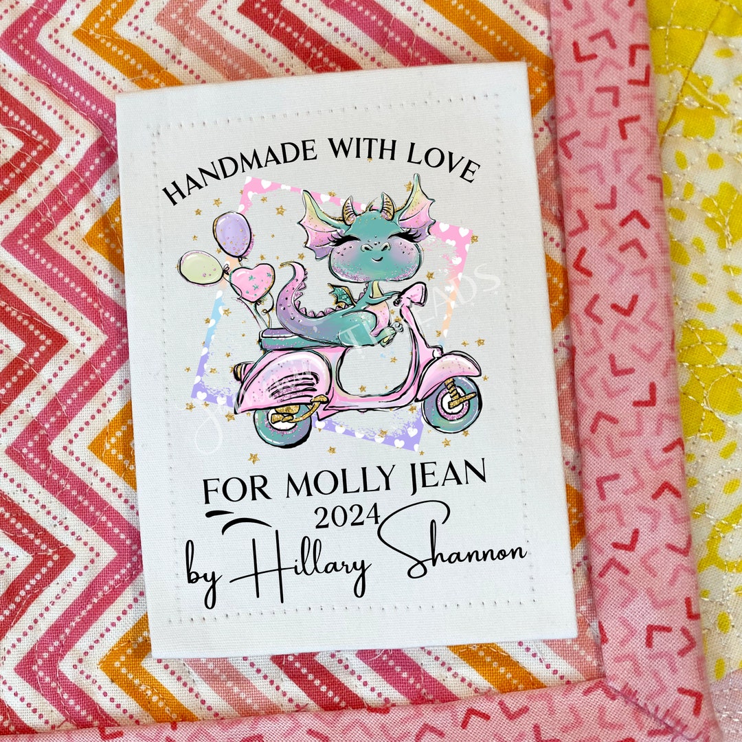 Single Custom Dragon Quilt Label Personalized for Babies and Kids on ...
