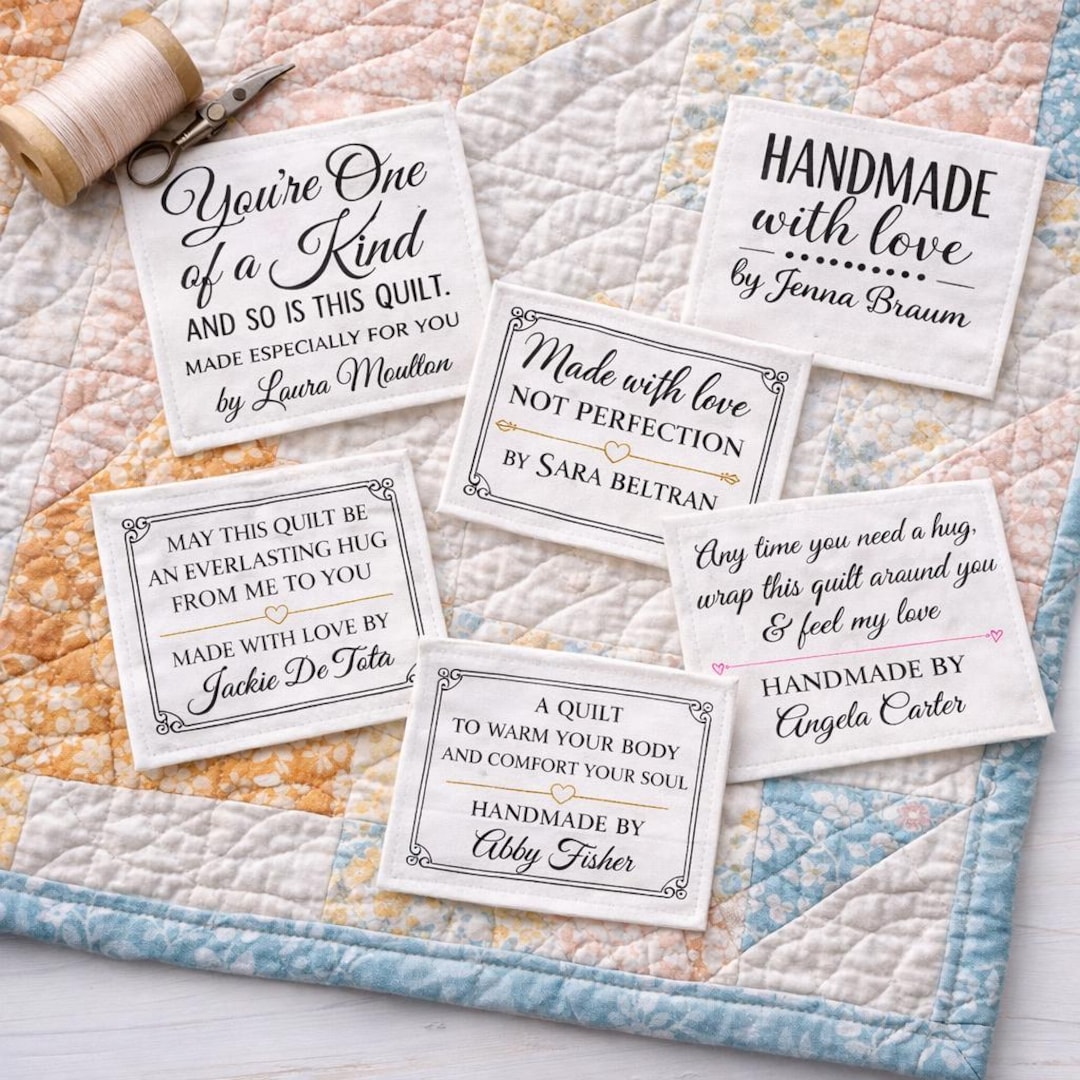 Assorted Personalized Quilt Labels – 6 Different Quilt Sayings ...