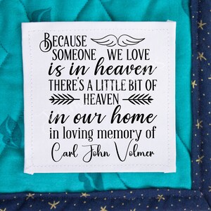 Memorial Quilt Label Personalized – in Loving Memory Quilt Tag – Heaven ...