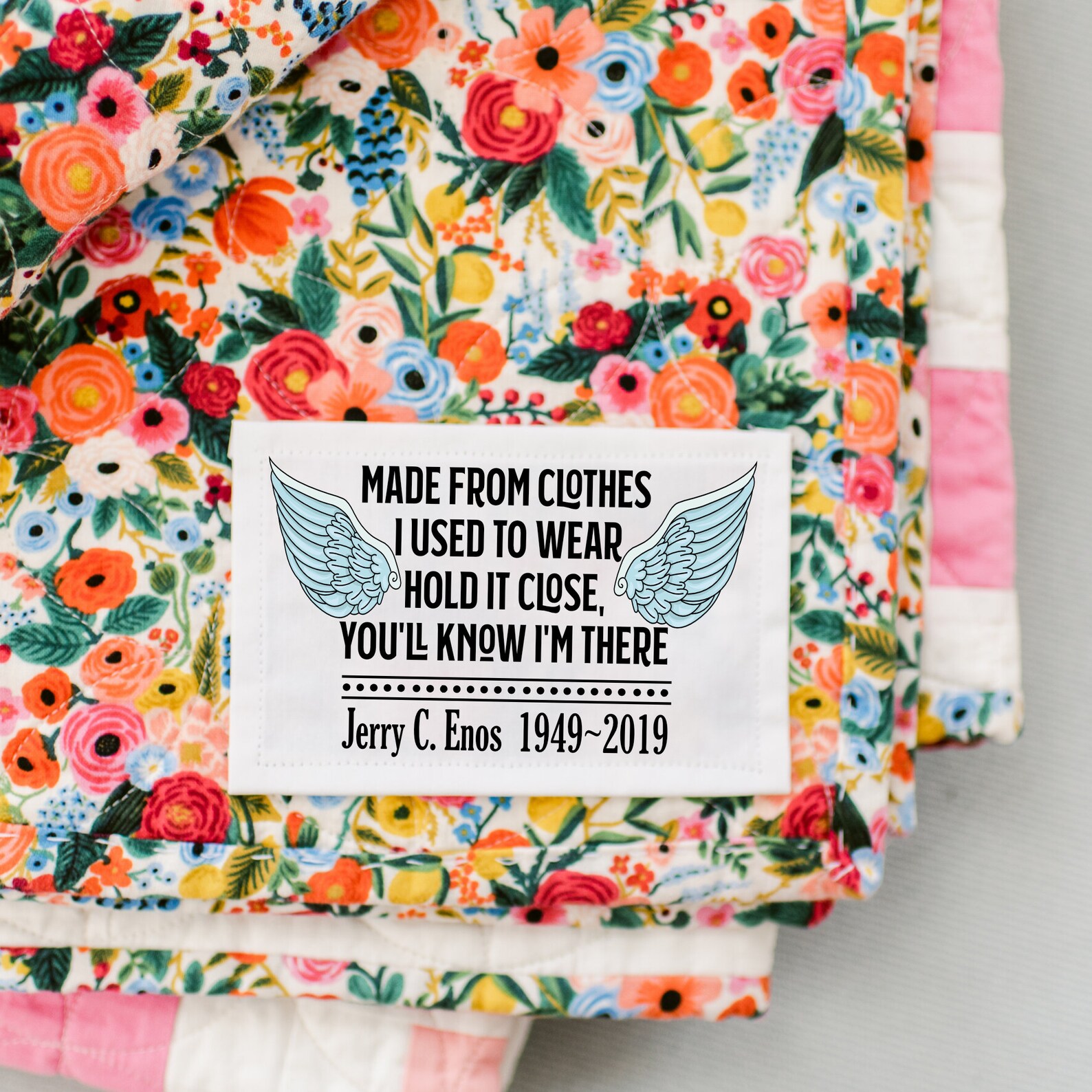 Personalized Memory Quilt Label With Angel Wings – “made From Clothes I ...