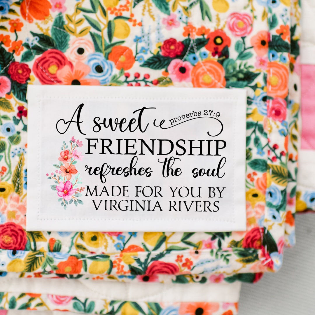 Friendship Quilt Labels With a Proverbs Bible Verse Personalized for ...