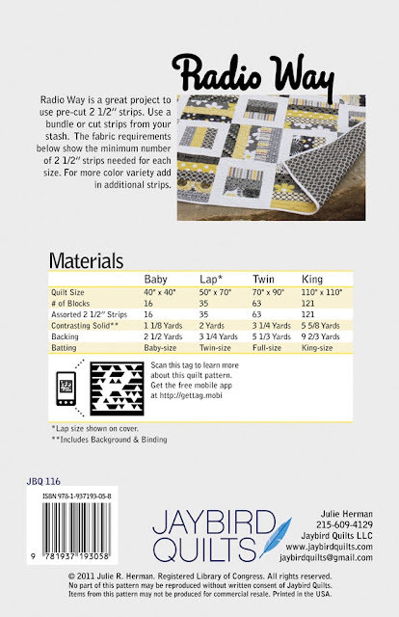 Radio Way Quilt Pattern by Jaybird Quilts. Jelly Roll Friendly ...