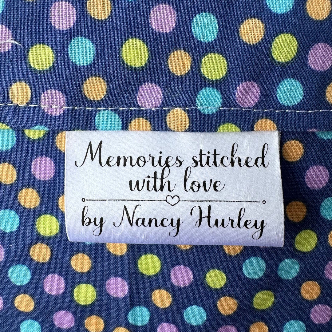 Memories Stitched With Love. Personalized Satin Quilt Labels and Tag ...
