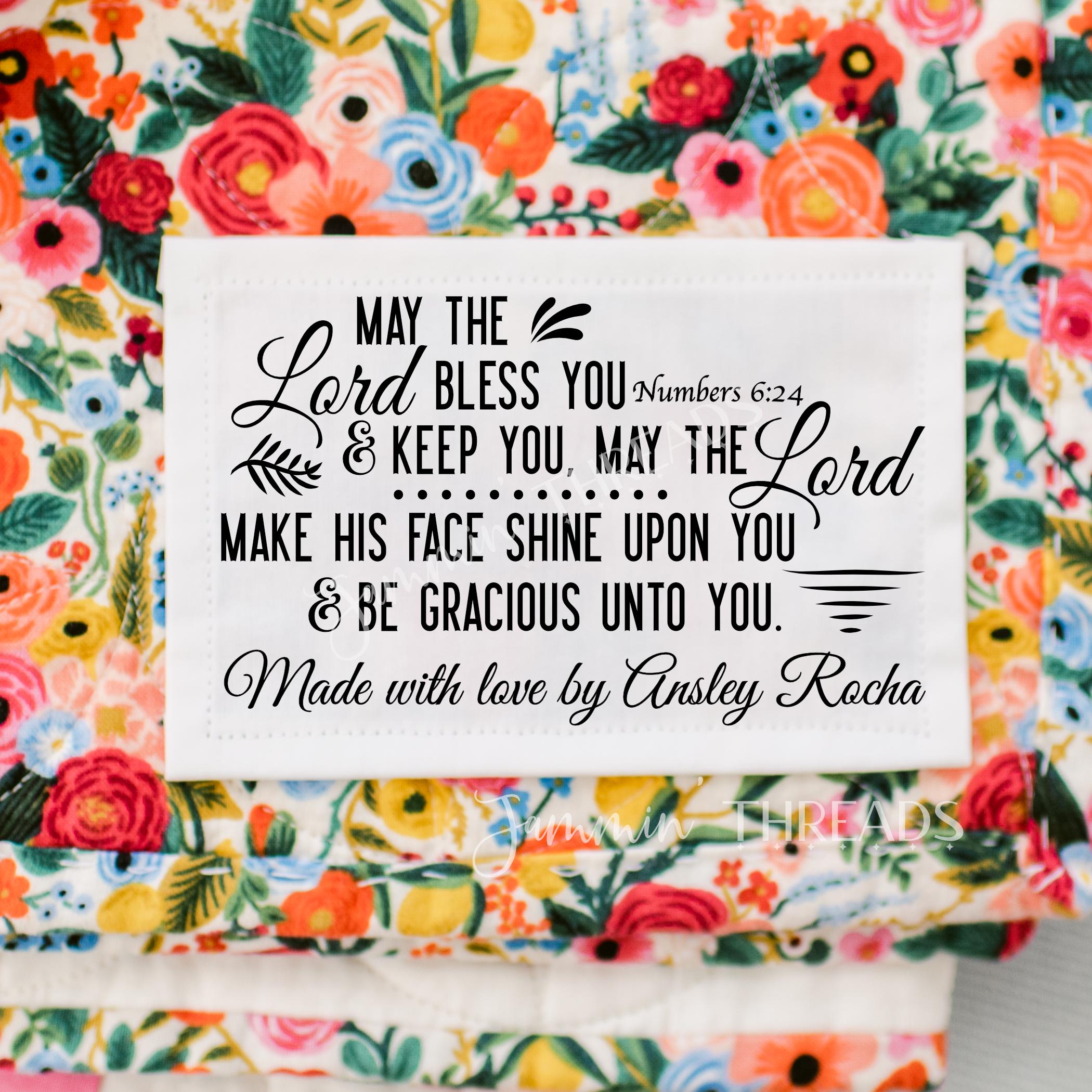 Personalized Quilt Label – Numbers 6:24 Bible Verse | “may the Lord ...