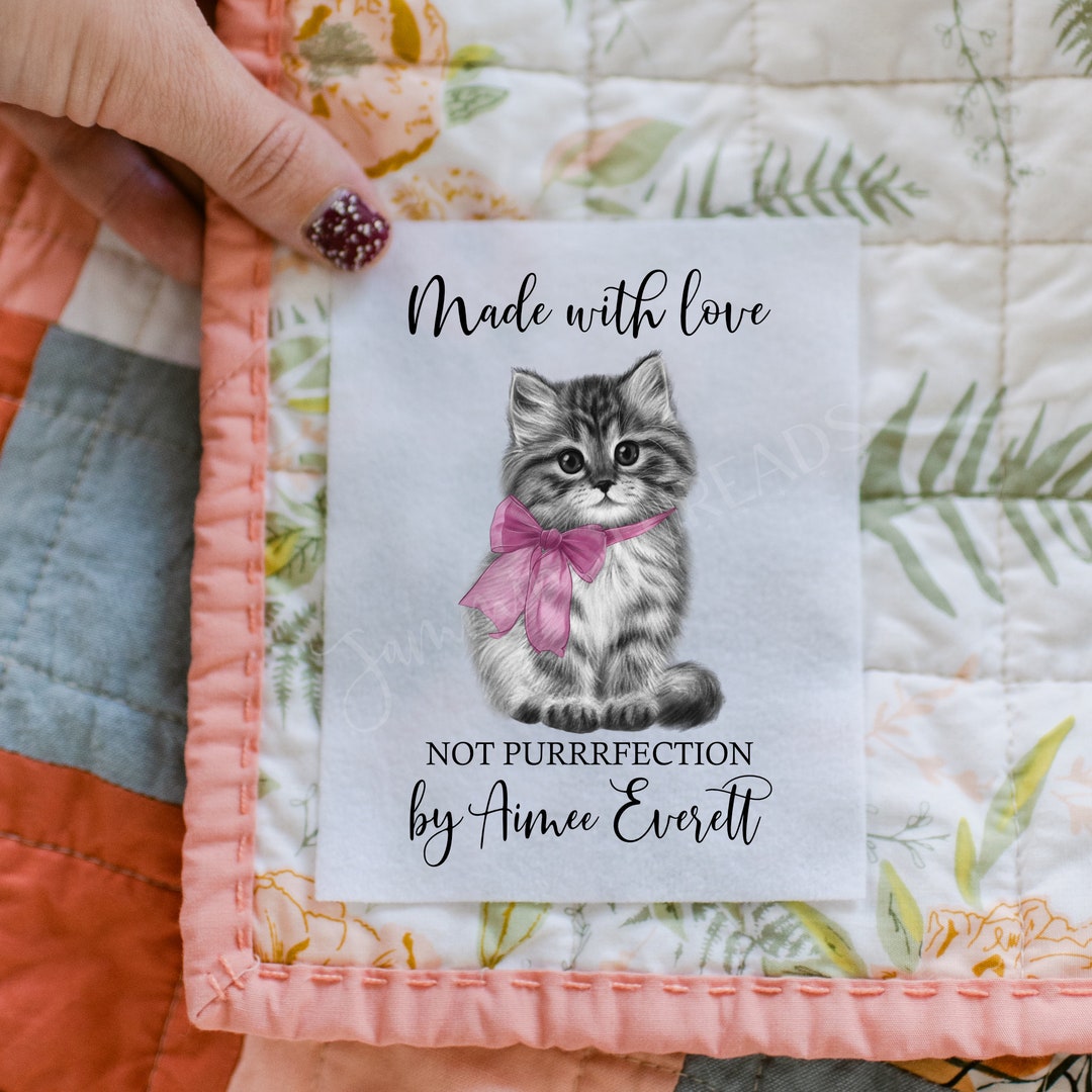Cute Cat Quilt Labels in Cotton or Polyester and Personalized With Your ...