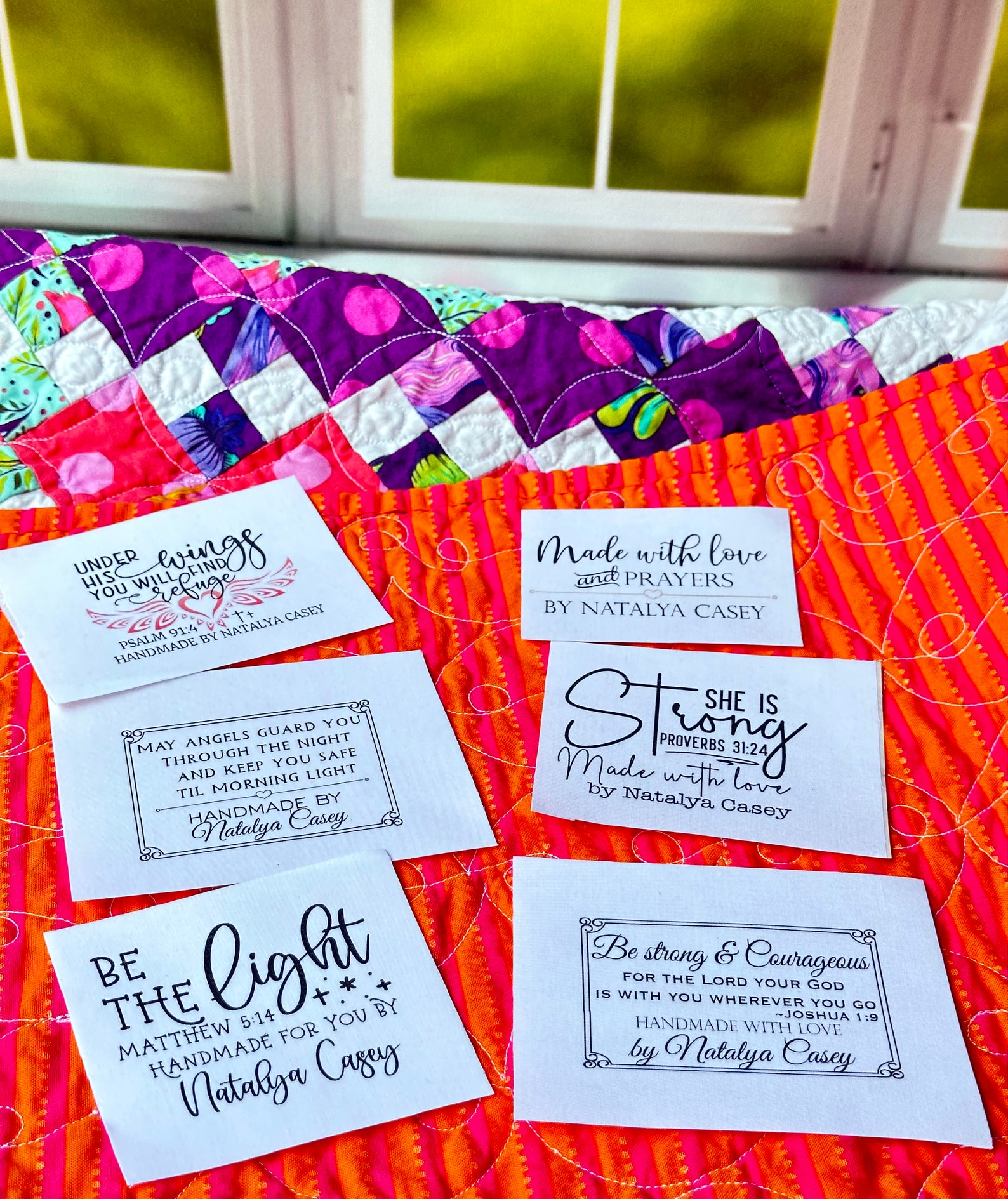 Personalized Christian Quilt Labels Set, Bible Verse Quilt Labels ...