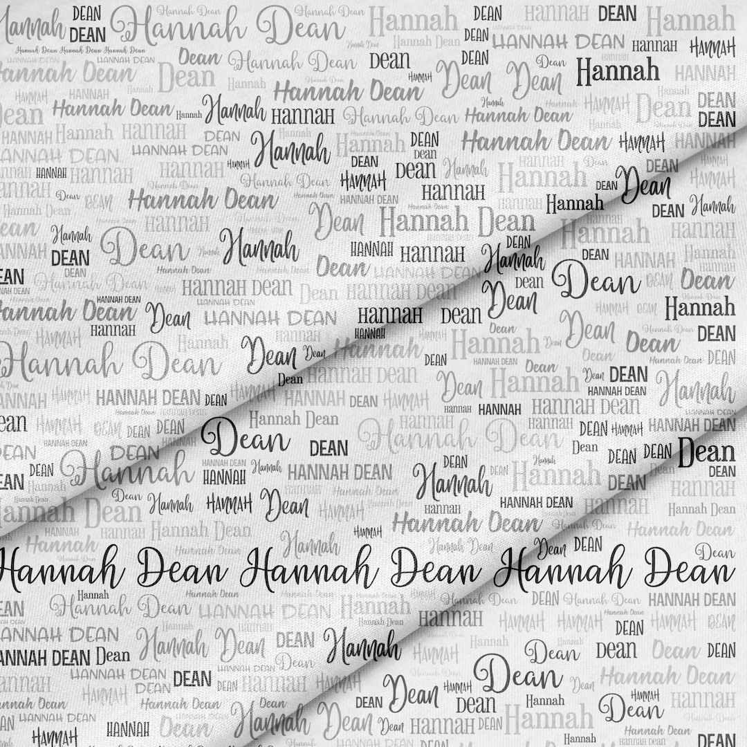 Custom Printed Name or Word Fabric. 12 X 18" Custom Fabric Panel. Black ...