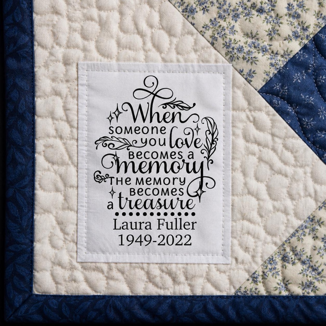 Personalized Memorial Quilt Label, Memory Quilt Tag, Custom Name ...