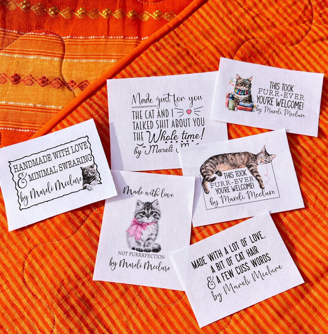 Sarcastic Cat Quilt Label Assortment - Handmade Quilt Label Assortment ...