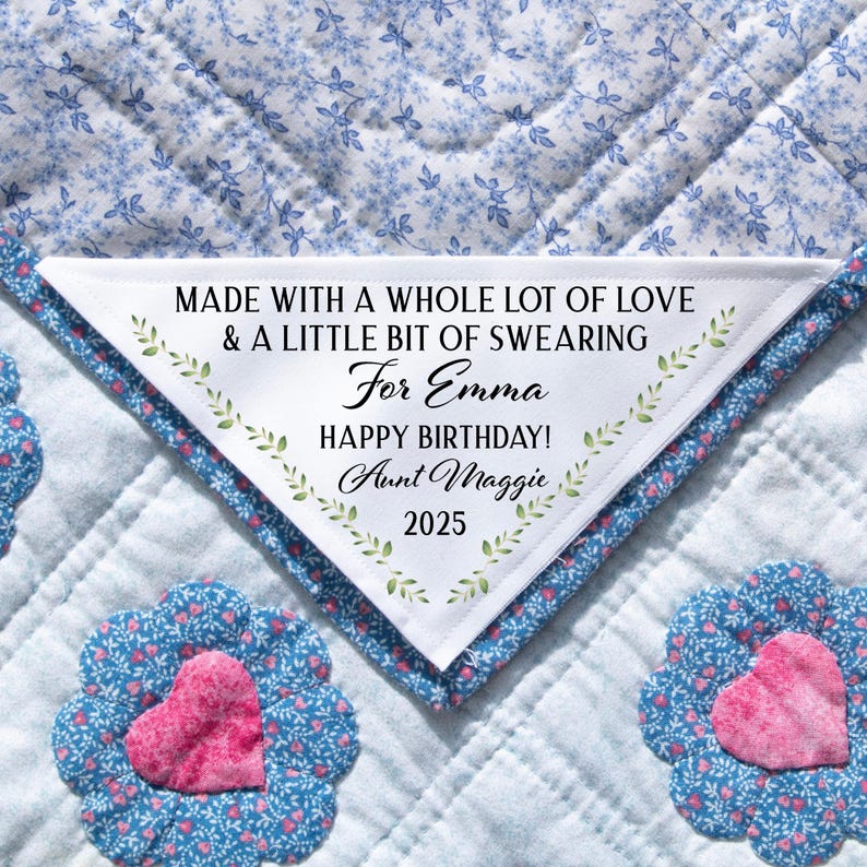 Funny Corner Quilt Labels Personalized for You on Cotton Fabric in Sew ...
