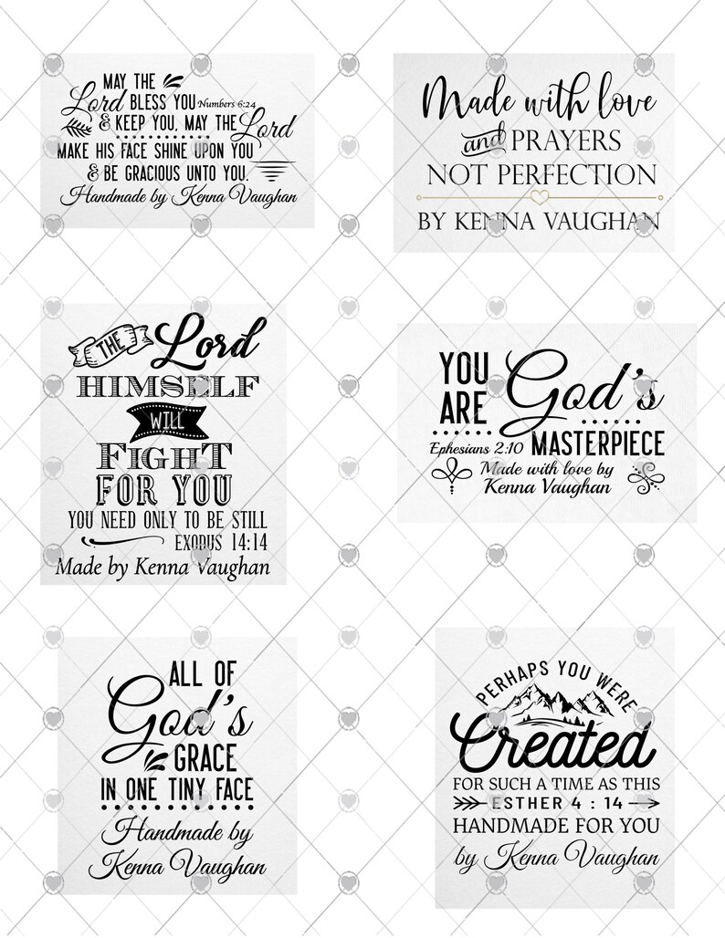 Assorted Inspirational Quilt Labels – Set of 6 • Bible Verses ...