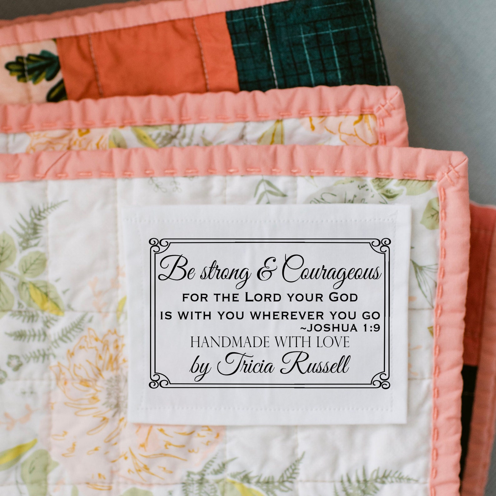 Christian Quilt Label – Joshua 1:9 Personalized Quilt Label – “be ...