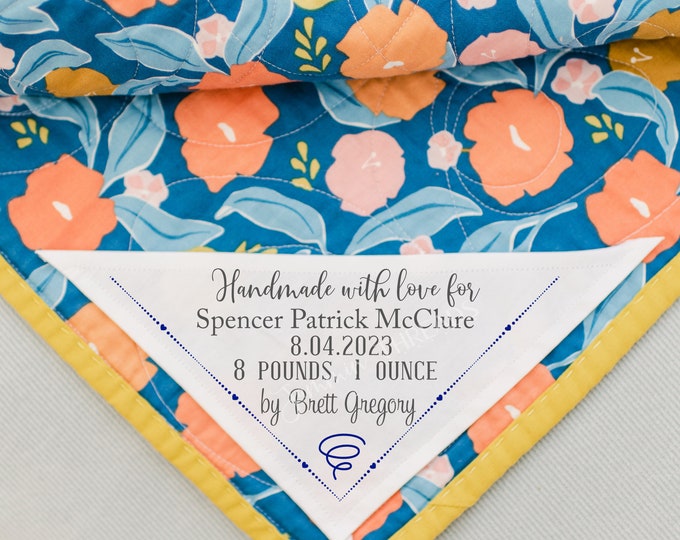 Corner Quilt Labels Personalized With Baby's Birth Information on ...