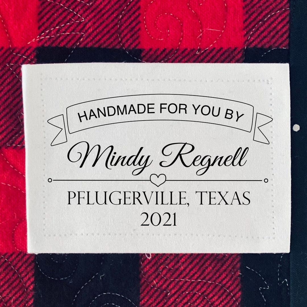 Personalized Handmade by Quilt Label With Banner – Custom Quilt Label ...