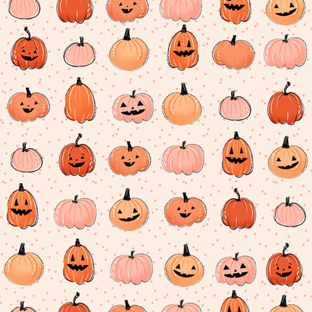 Starlight Spooks Cheerful Pumpkins. Halloween Quilt Fabric by Elena Amo for Paintbrush Studios ...