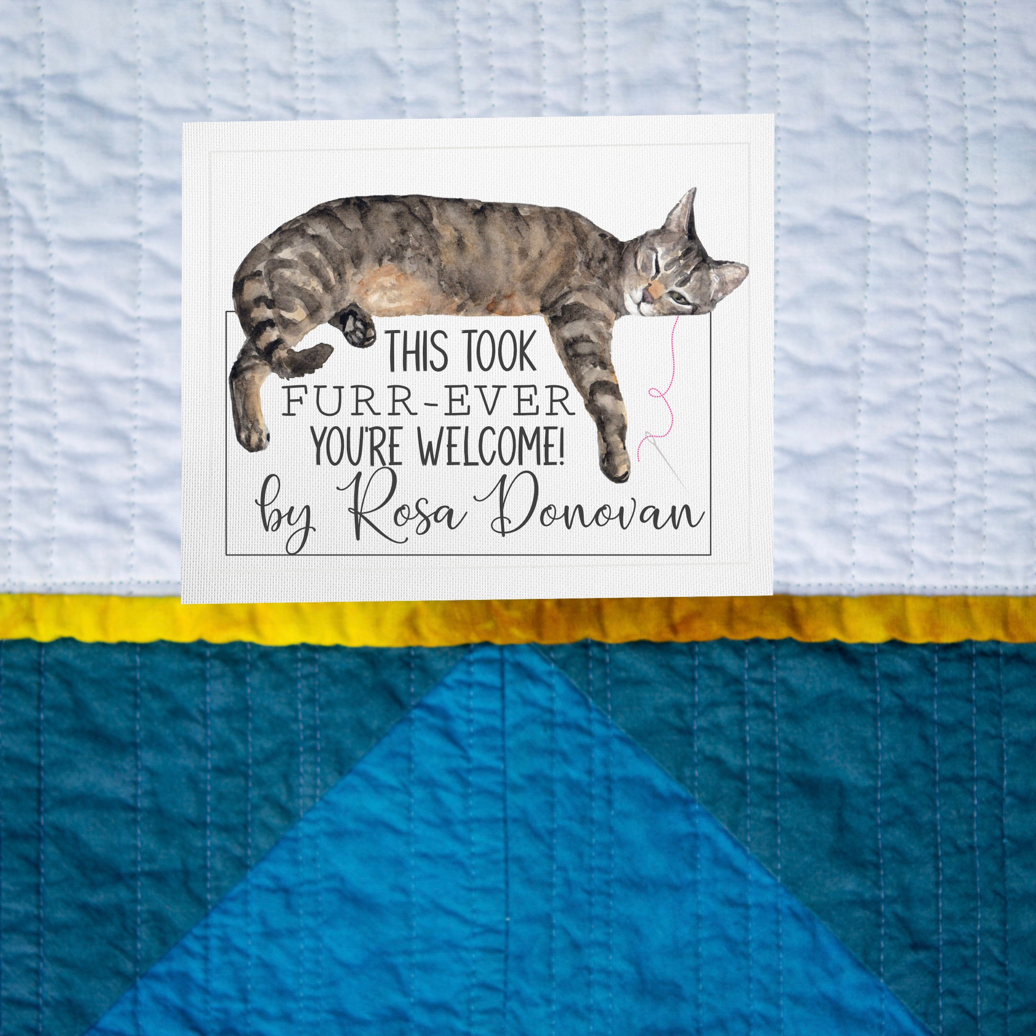 Funny Cat Quilt Labels Personalized for You on Cotton or - Etsy