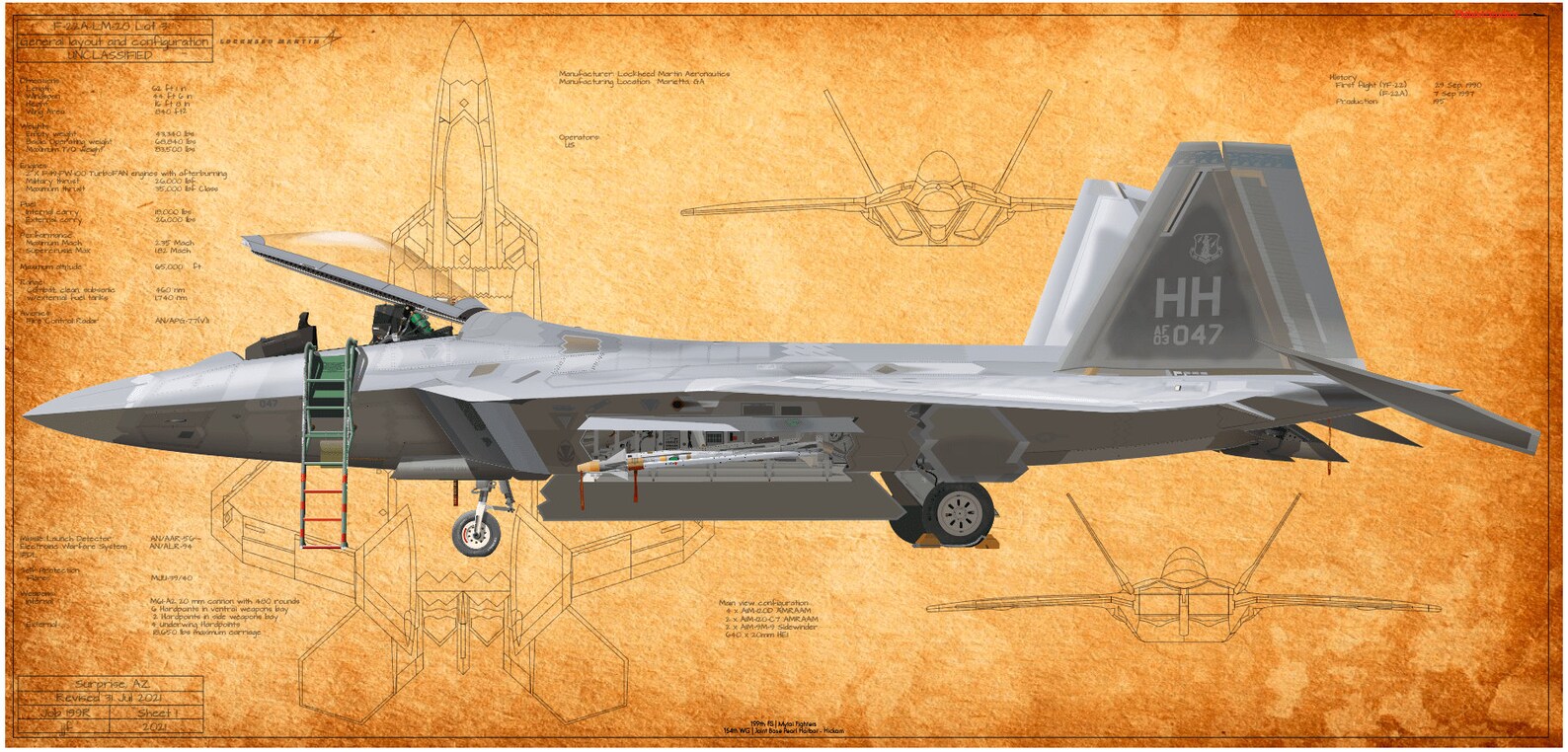 F-22A Raptor 199th FS Mytai Fighters Hawaii Air National Guard 154 WG ...