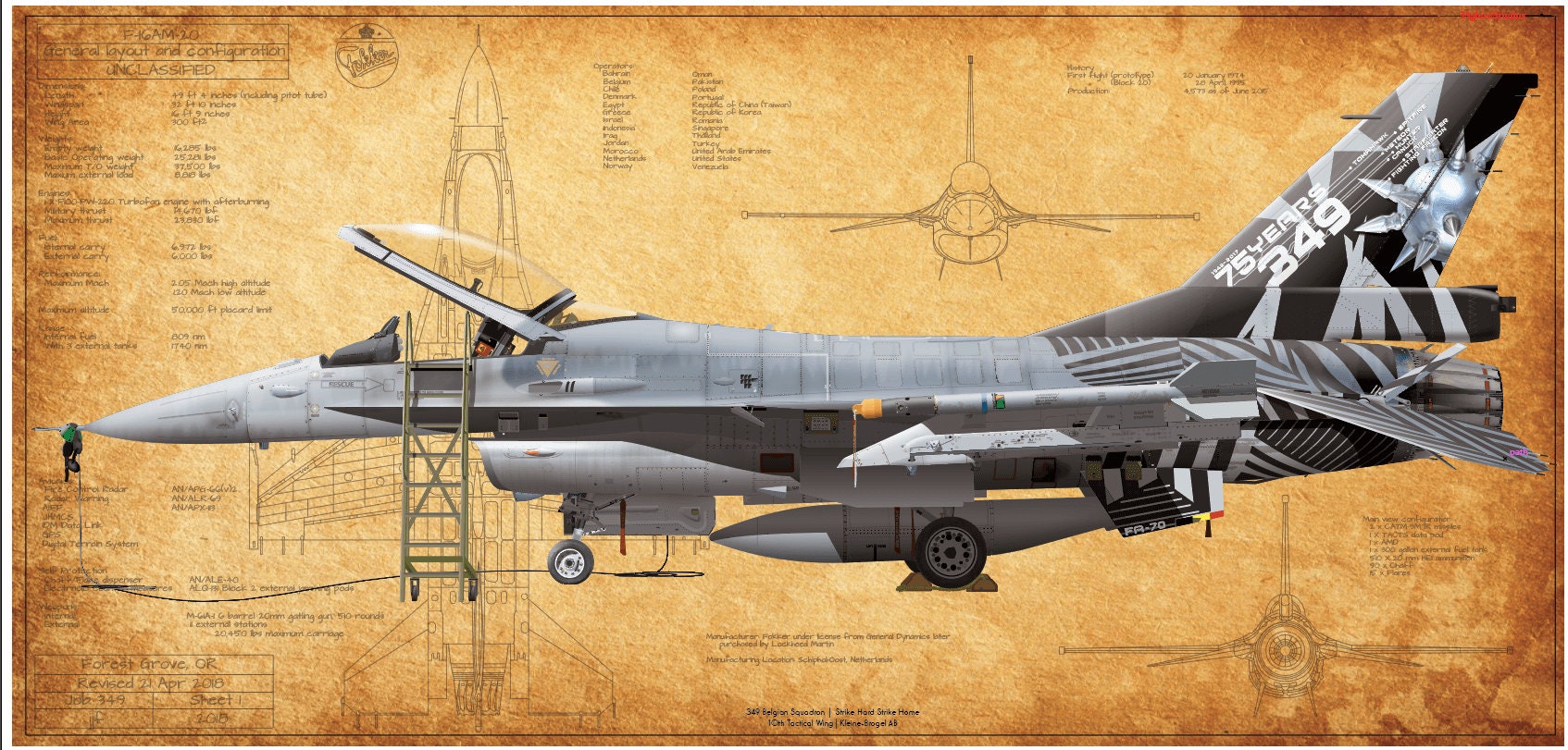 F-16AM-20-GD, 349 Squadron,strike Hard, Strike Home, 10 TW, Kleine ...