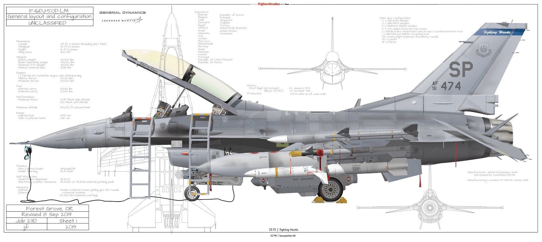 F-16DJ-50-LM Fighting Falcon 23 TFS "fighting Hawks" Spangdahlem AB ...