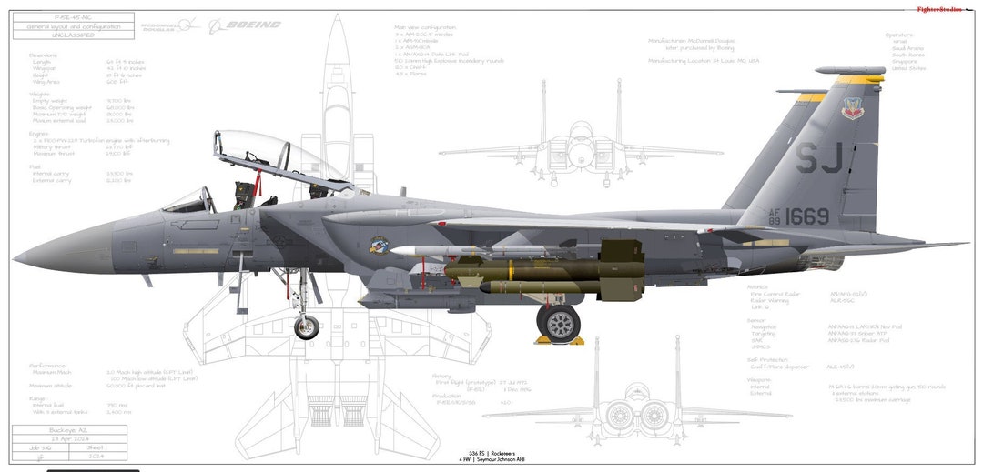 F-15E-45-MC Strike Eagle 336th Fighter Squadron "rocketeers" 4 Fighter ...