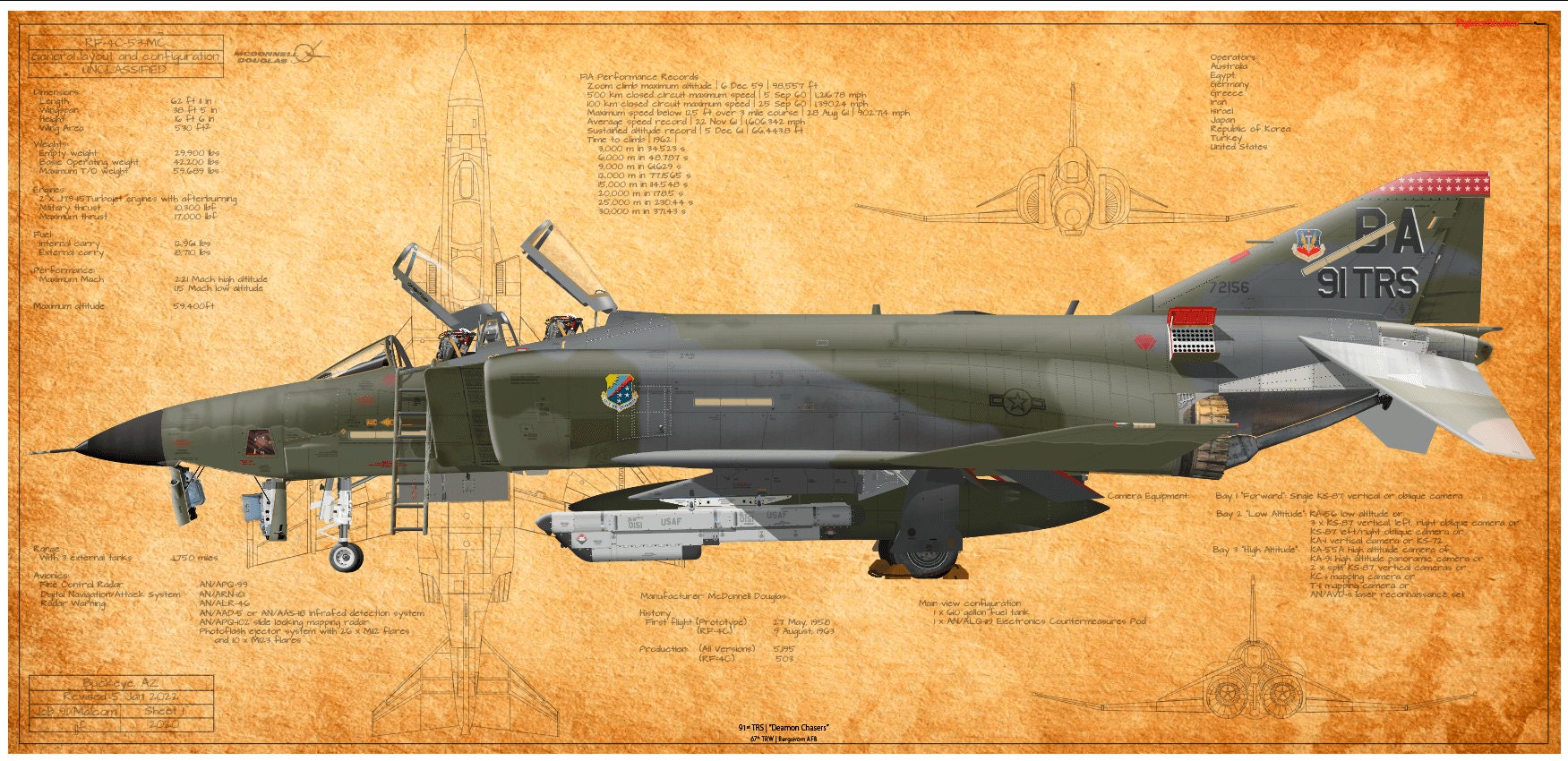 RF-4C Phantom II, 91st Tactical Reconnaissance Squadron "demon Chasers ...