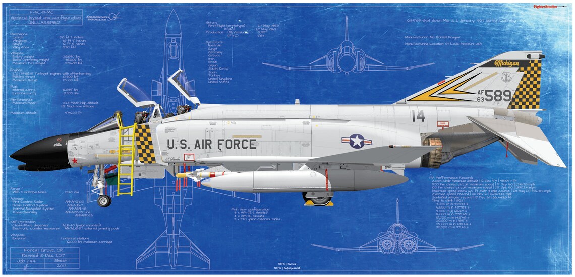 F-4C Phantom II 171 Fighter Squadron "michigan Six Pack" Michigan ANG ...