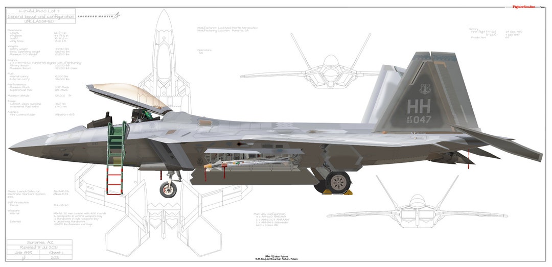 F-22A Raptor 199th FS Mytai Fighters Hawaii Air National Guard 154 WG ...