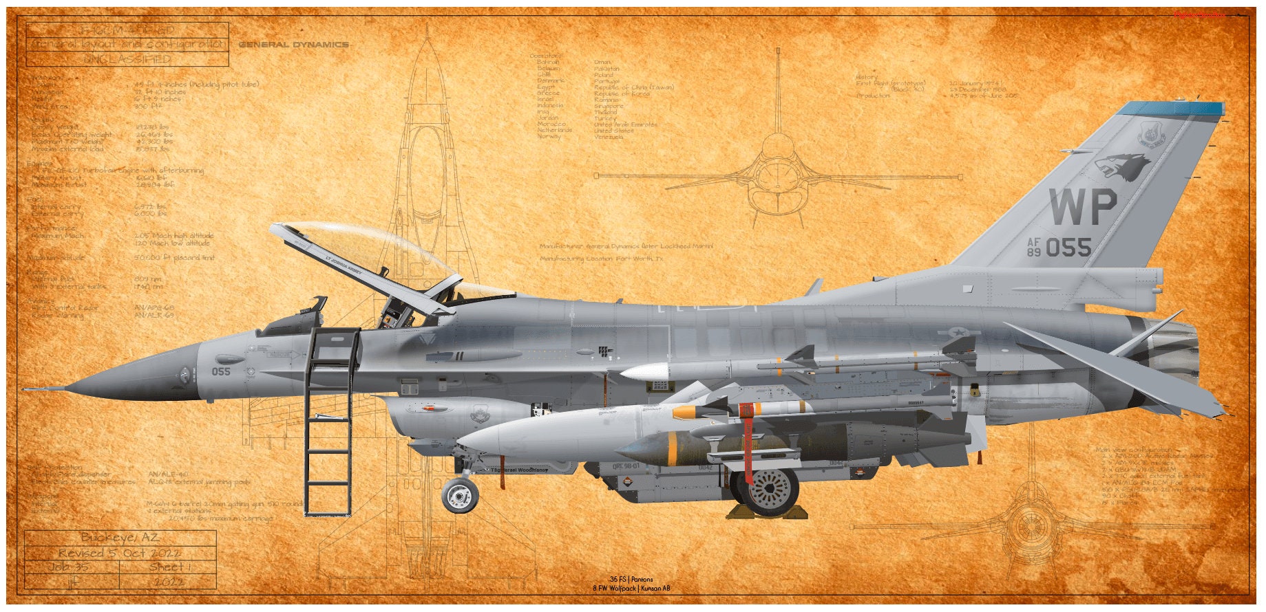 F-16CM-40F-GD Fighting Falcon 35th Fighter Squadron "pantons" 8th ...