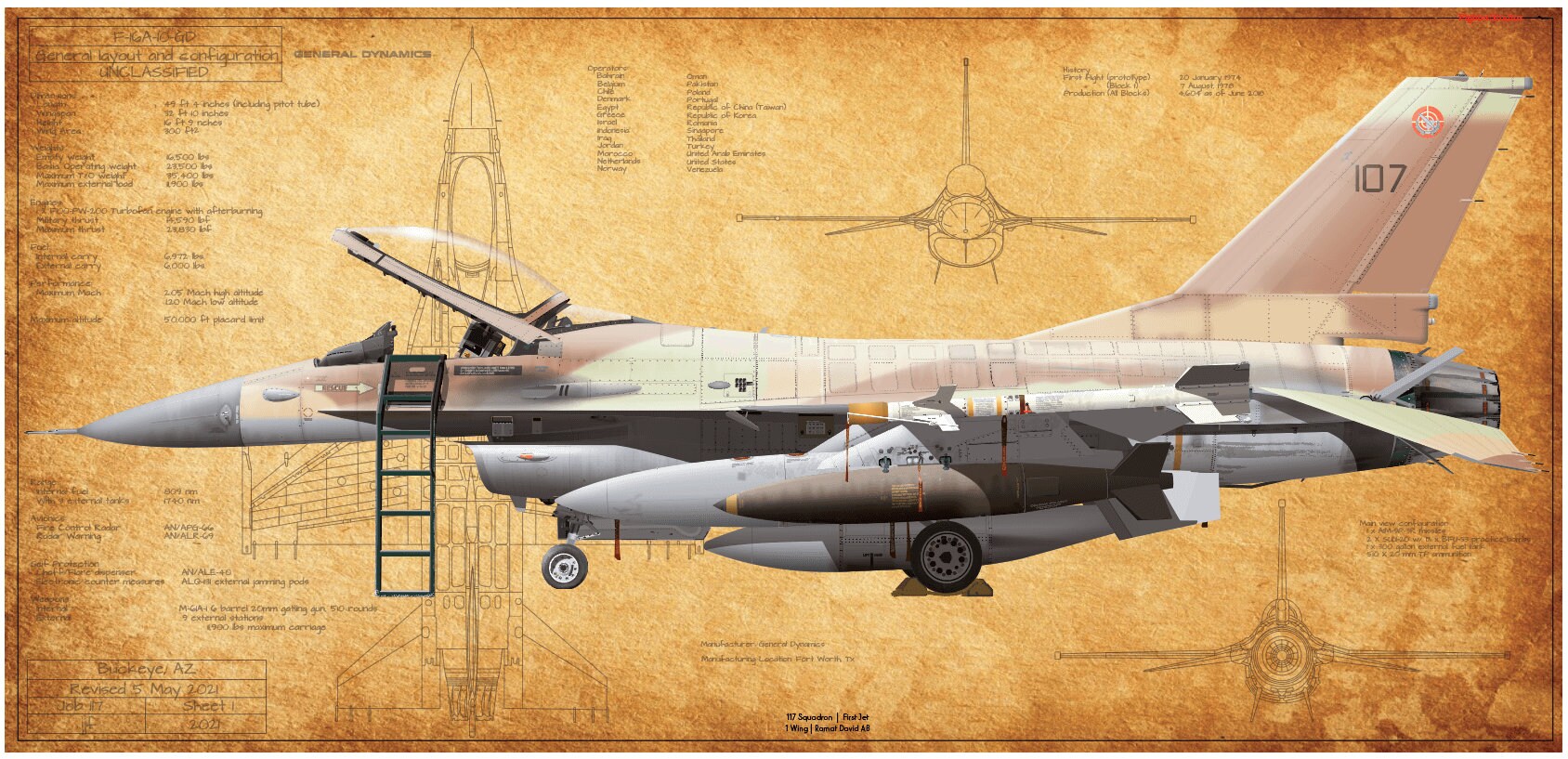 F-16A Netz, 117 Squadron "first Jet," 1 Wing, IDF, Ramat David AB ...