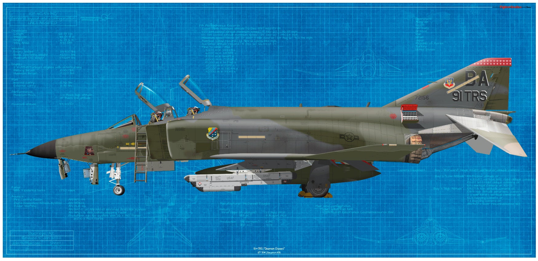 RF-4C Phantom II, 91st Tactical Reconnaissance Squadron "demon Chasers ...
