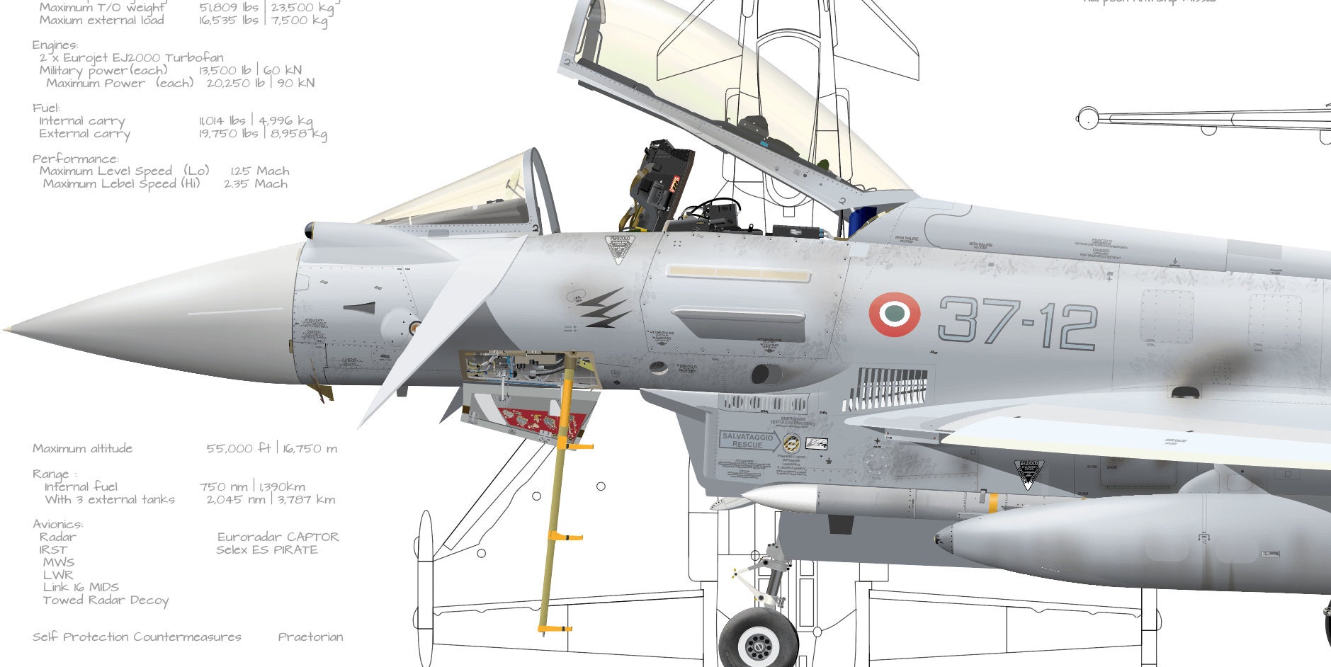 F-2000A Eurofighter 18 Gruppo Caccia 37 Stormo Italian Air - Etsy Finland