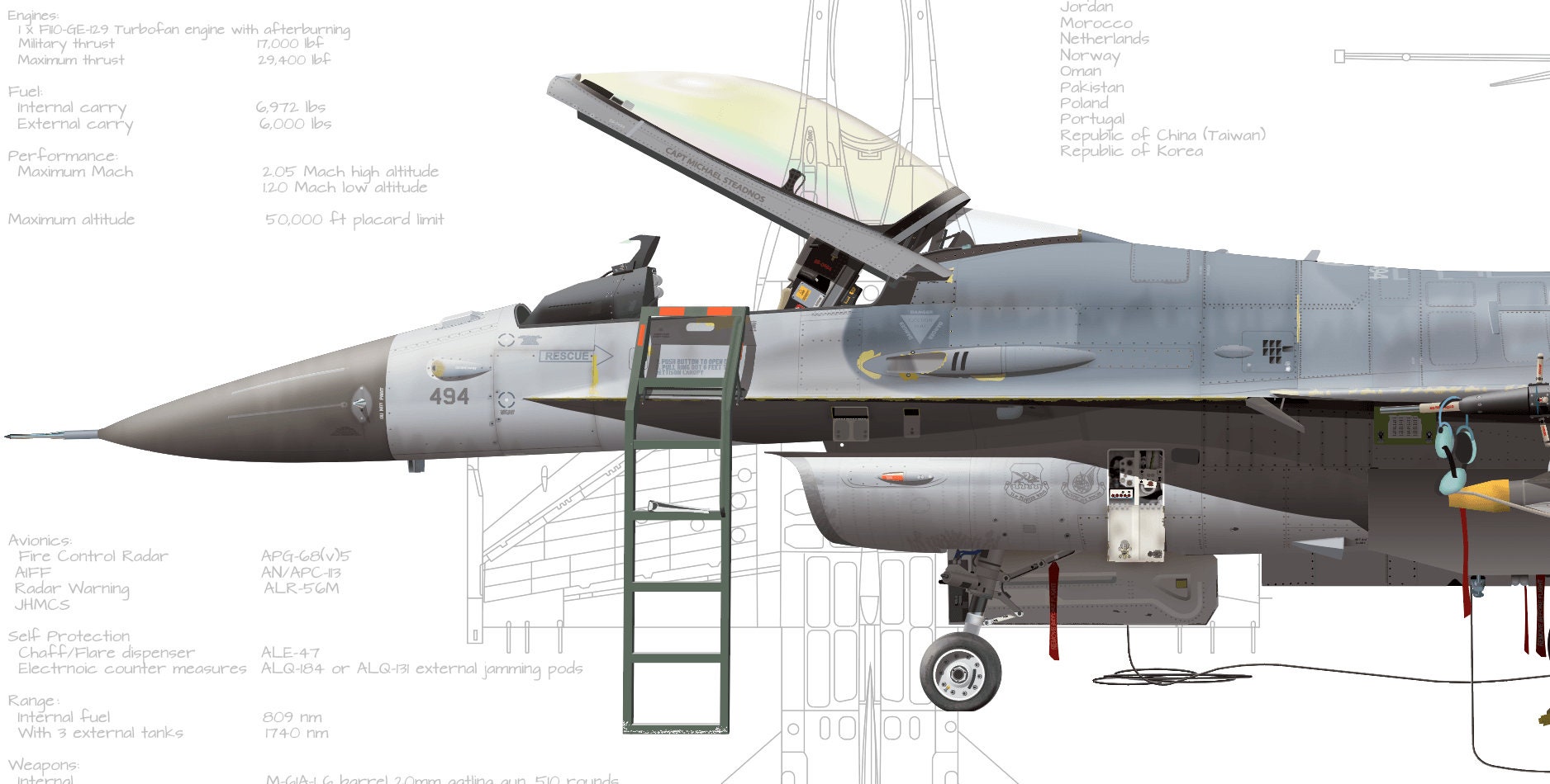 F-16CM-40C-GD Fighting Falcon 36 Tactical Fighter Squadron "Fabulous ...