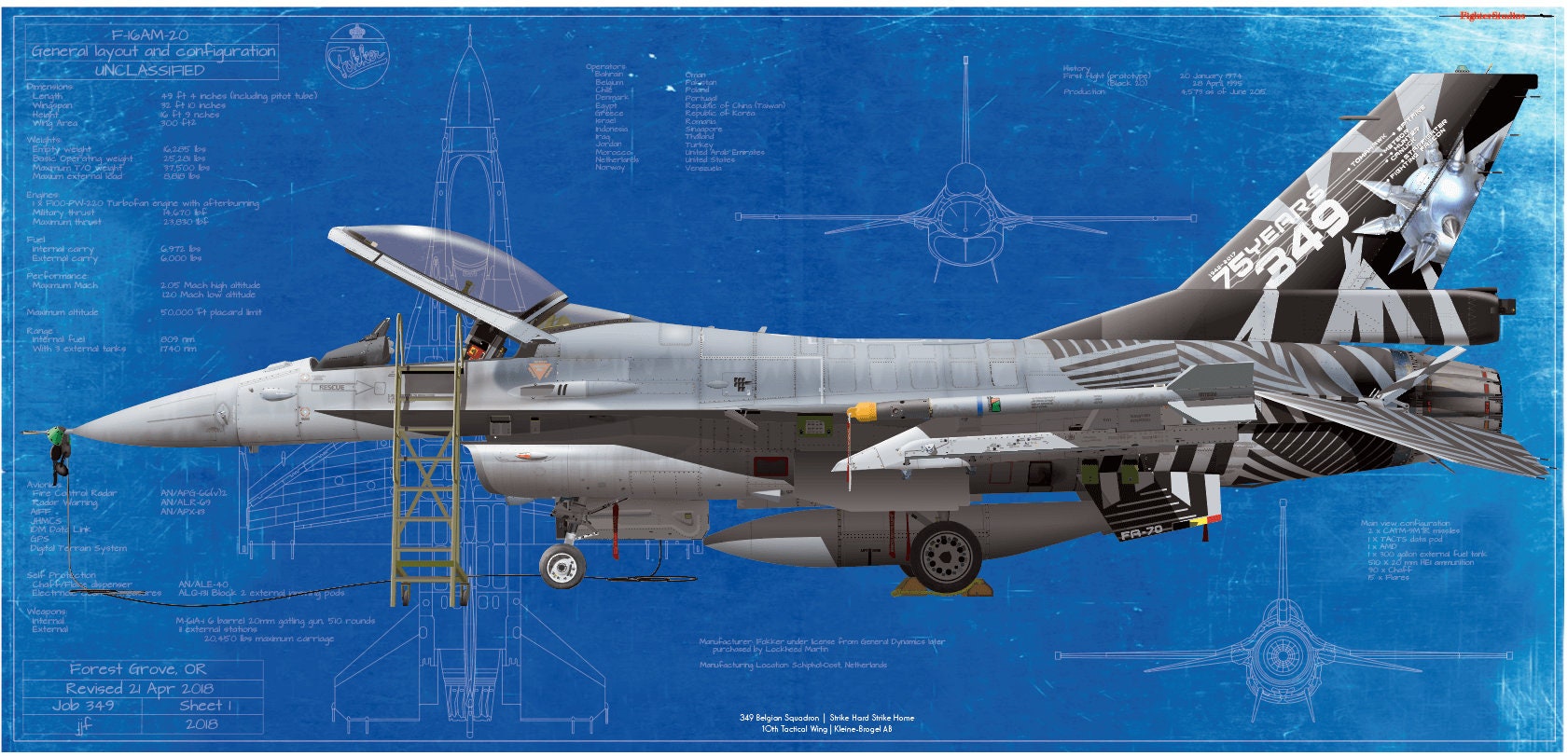 F-16AM-20-GD, 349 Squadron,strike Hard, Strike Home, 10 TW, Kleine ...