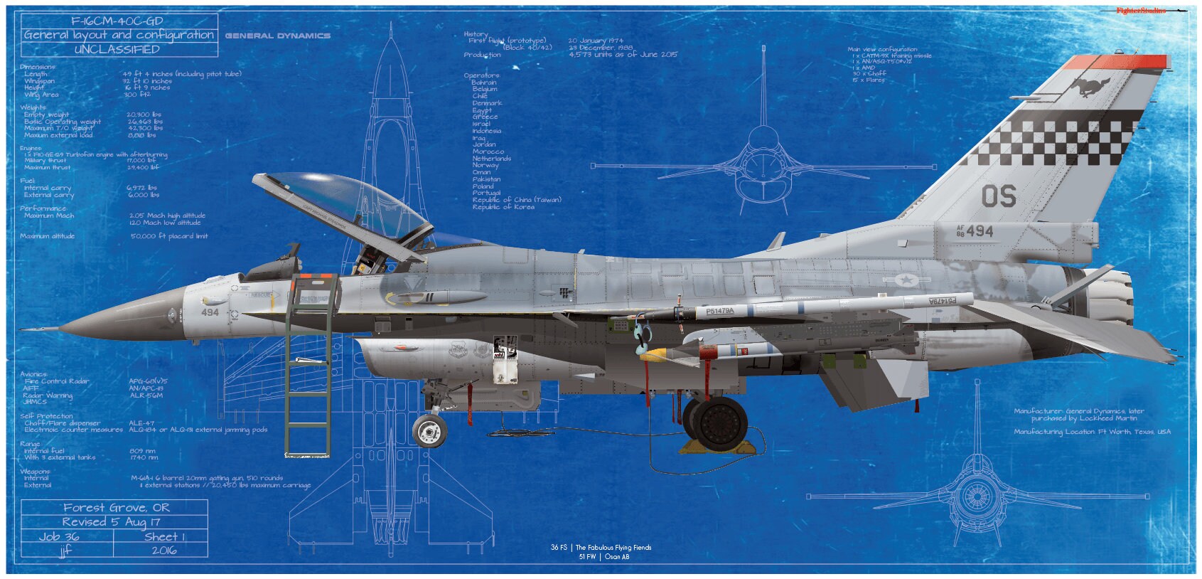 F-16CM-40C-GD Fighting Falcon 36 Tactical Fighter Squadron Fabulous ...