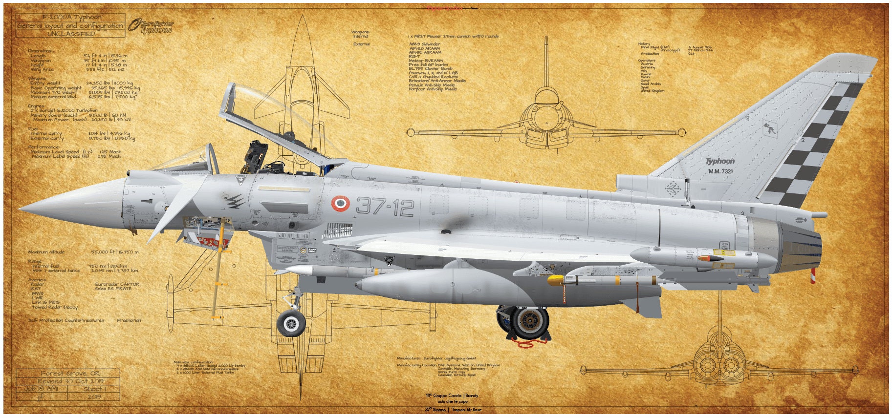 F-2000A Eurofighter 18 Gruppo Caccia 37 Stormo Italian Air - Etsy Finland