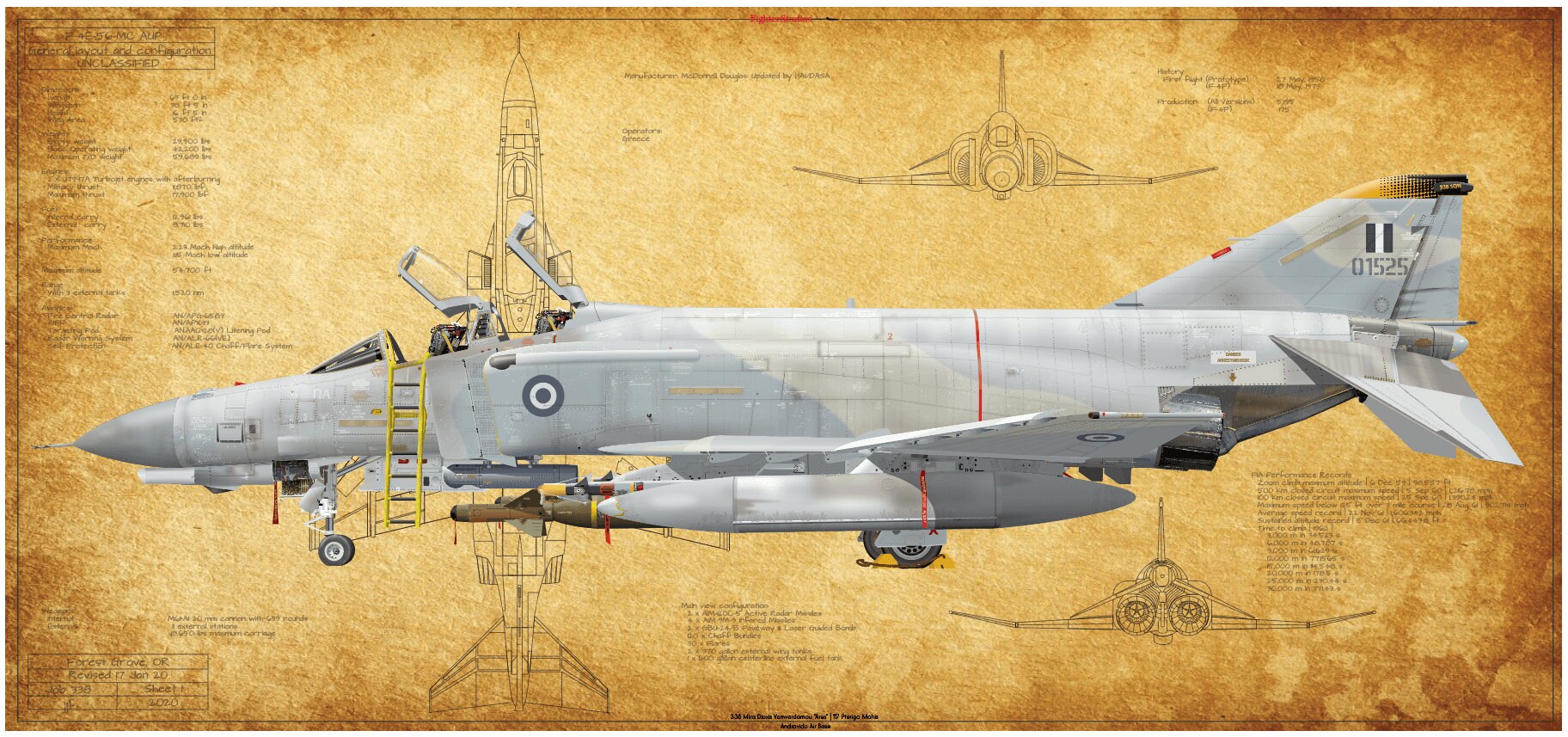 F-4E AUP Phantom II Mira 338 ares, Andravida Air Base, Hellenic Air ...
