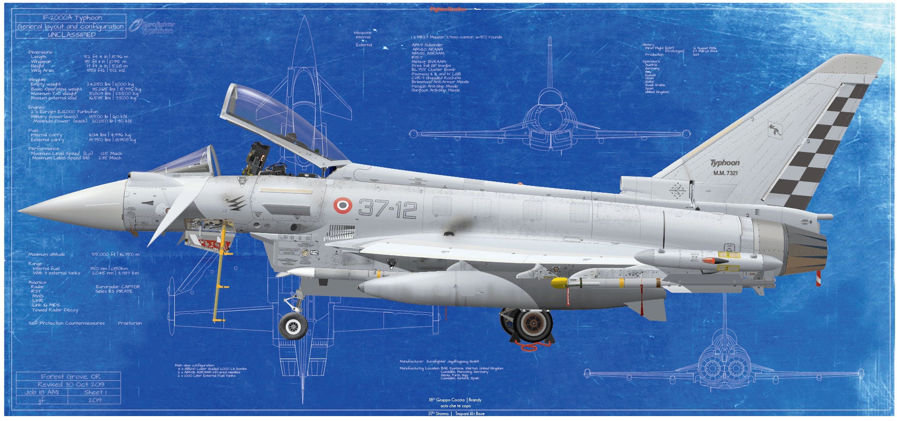 F-2000A Eurofighter 18 Gruppo Caccia 37 Stormo Italian Air - Etsy Finland