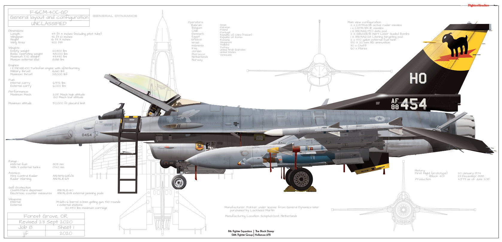 F-16CM-40C-GD 8th Fighter Squadron "black Sheep" 54th Fighter Group ...