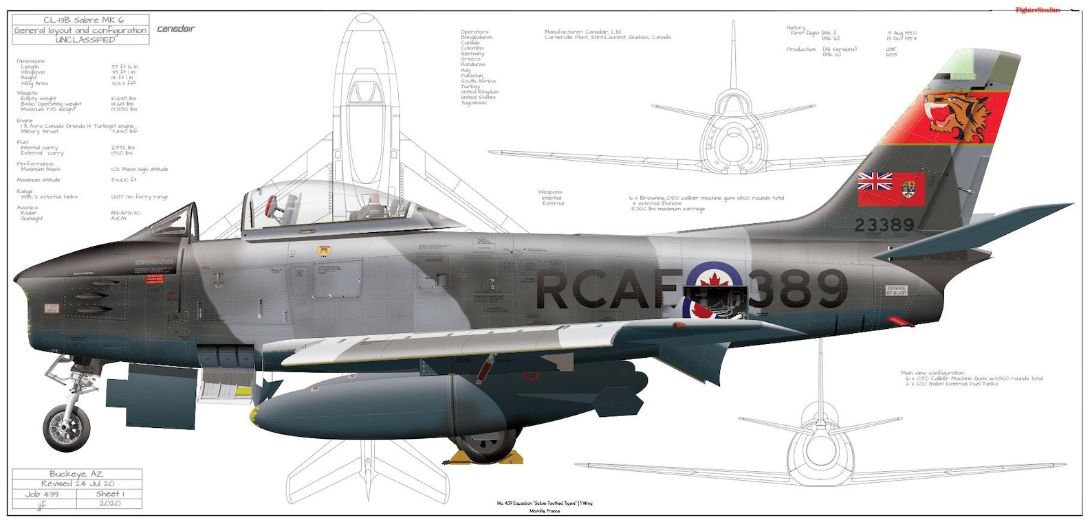 CL-13 Sabre Mk6, No 439 Squadron "sabretooth Tigers," 1 Wing, RCAF ...