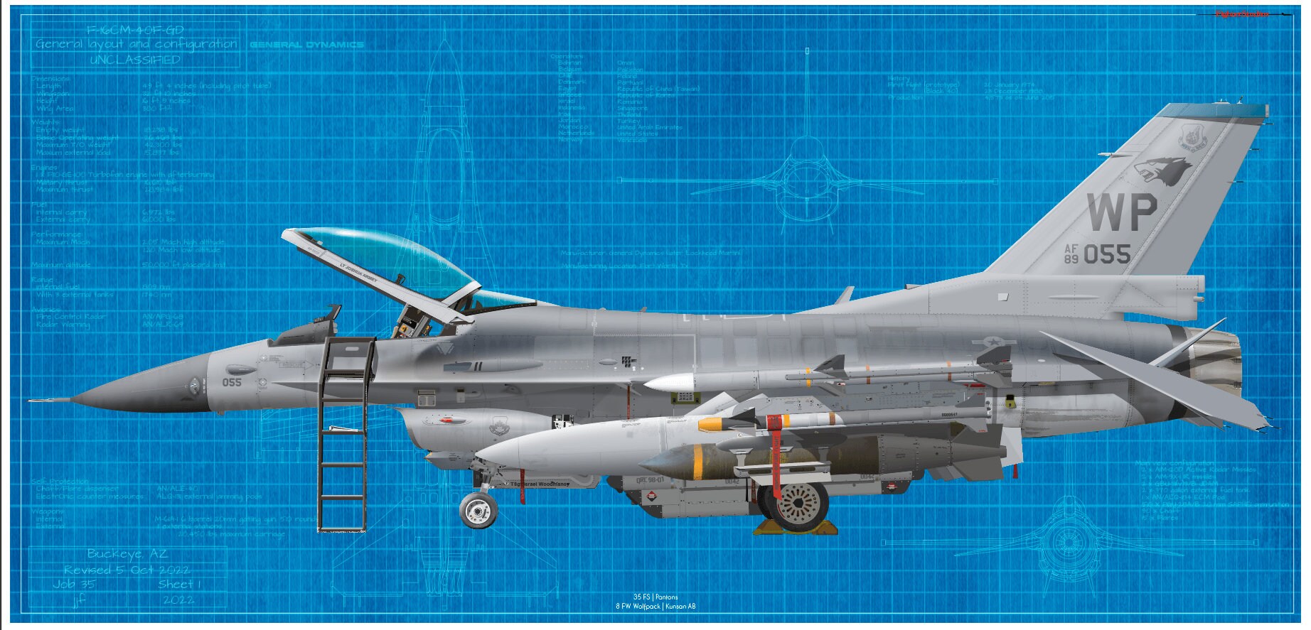 F-16CM-40F-GD Fighting Falcon 35th Fighter Squadron "pantons" 8th ...