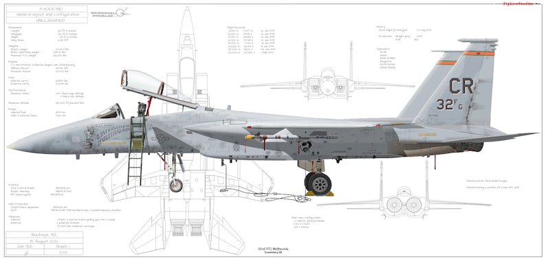F-15A-15-MC Eagle 32 Tactical Fighter Squadron "wolfhounds Soesterberg ...