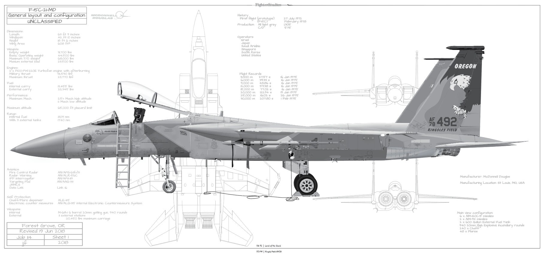 F-15C-21-MC Eagle 114 Fighter Squadron "the Land of No Slack" 173 ...